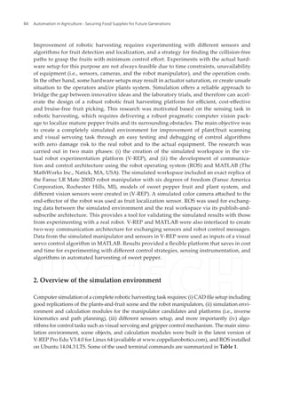 Robotic Harvesting of Fruiting Vegetables: A Simulation Approach in V-REP, ROS and MATLAB | PDF