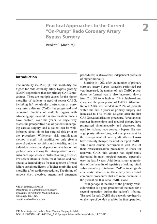 Redo cardiac surgery in adults | PDF | Heart and Cardiovascular ...