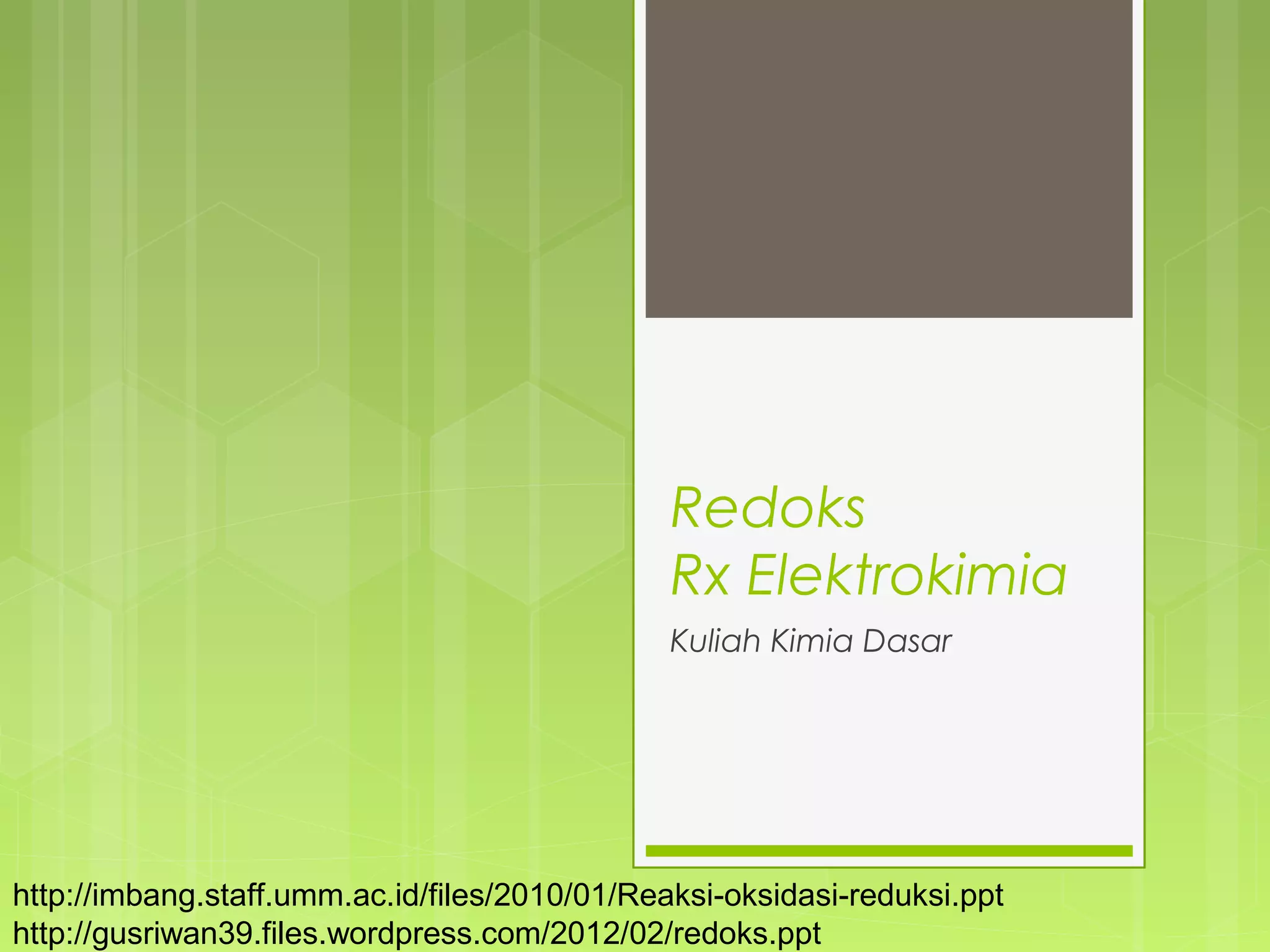 Redoks & elektrokimia | PPT
