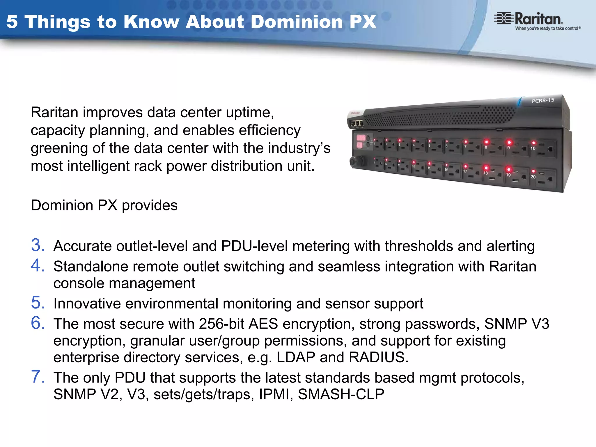 Raritan Dominion PX - The most intelligent rack PDUs | PPT | Computer Networking | Computing