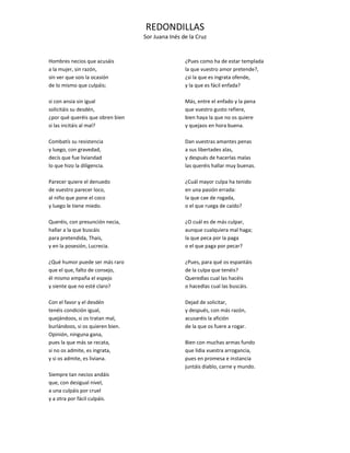 Redondillas De Sor Juana Ines De La Cruz Pictures
