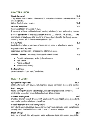 Re'Door Cafe Restaurant menu | PDF