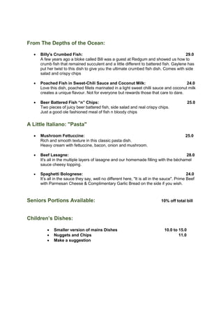 Re'Door Cafe Restaurant menu | PDF