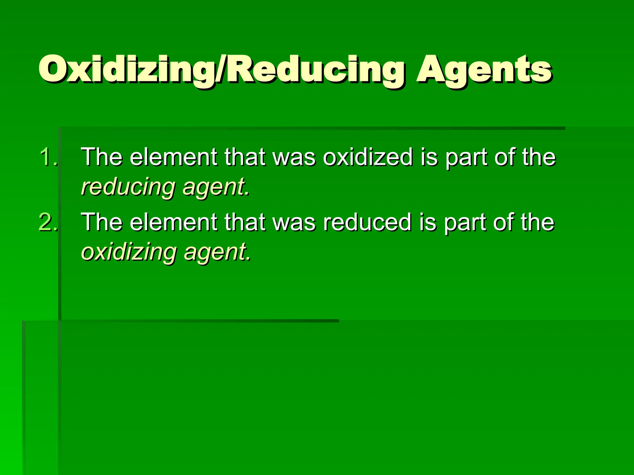 Redox , oxidation reaction , oxidizing agent | PPT