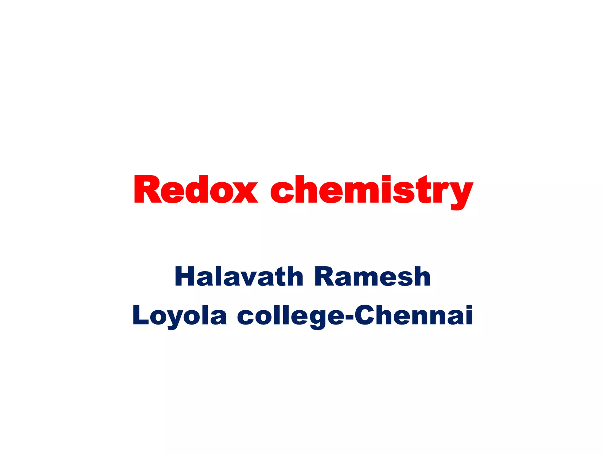 Redox chemistry | PPT