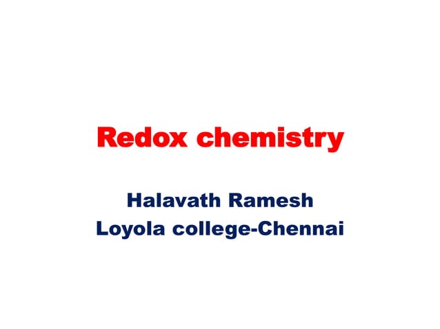 Redox chemistry | PPT