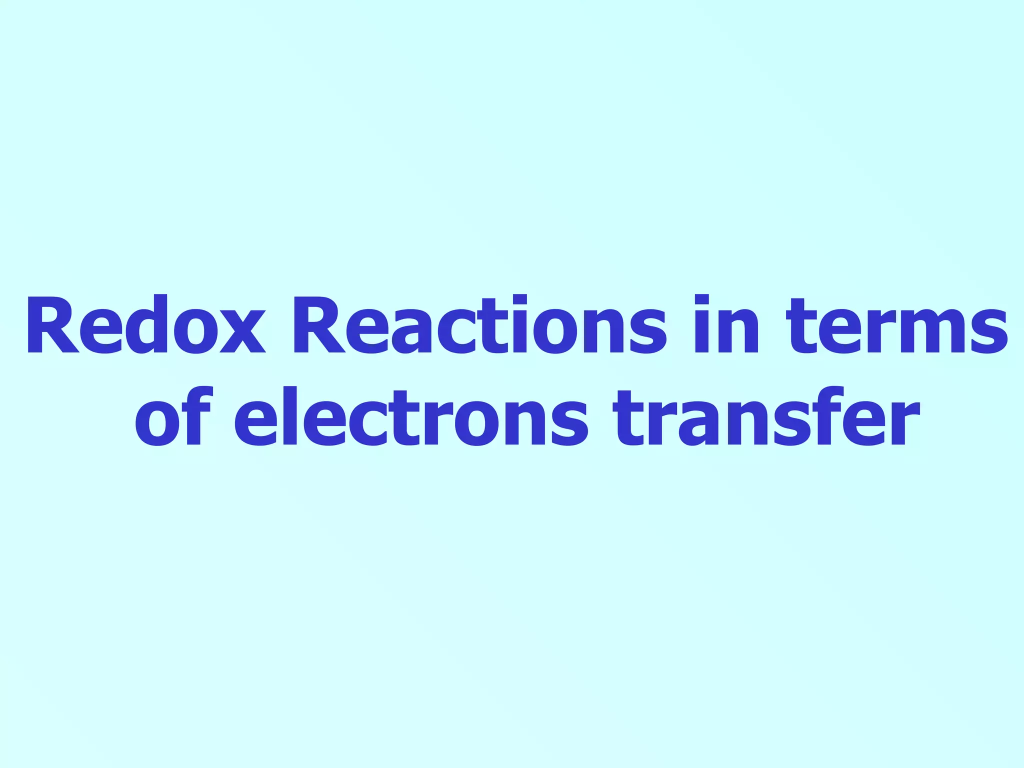 Redox electron transfer | PPT