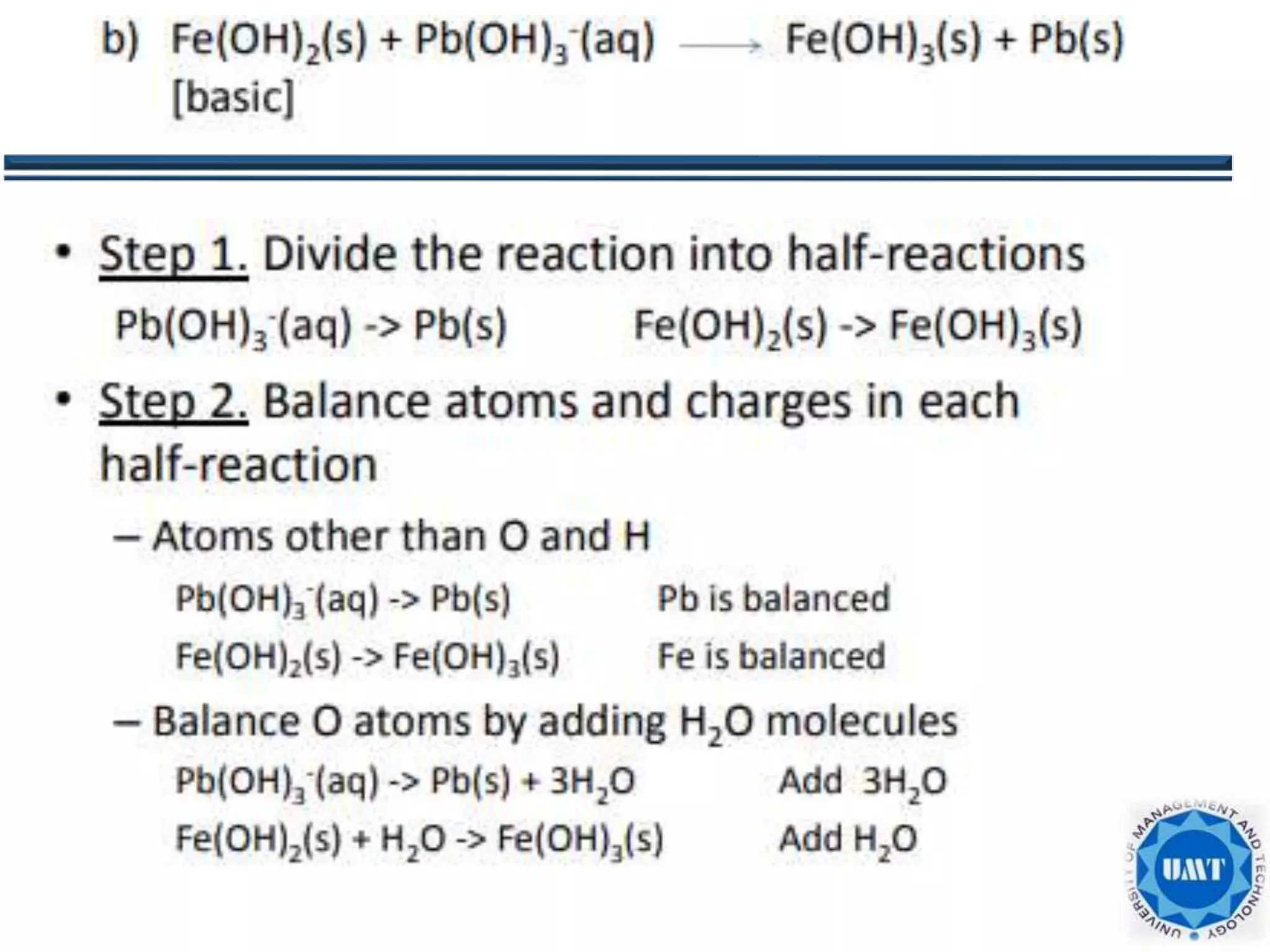 Balancing the Redox reaction equation. | PPT