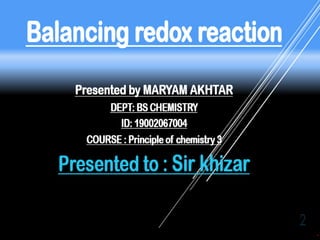 Reduction Reaction Equation