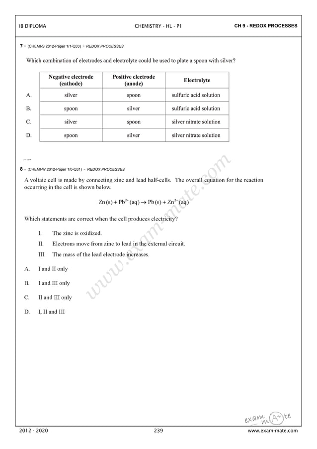 redox reaction past paper questions IGCSE chemistry | PDF