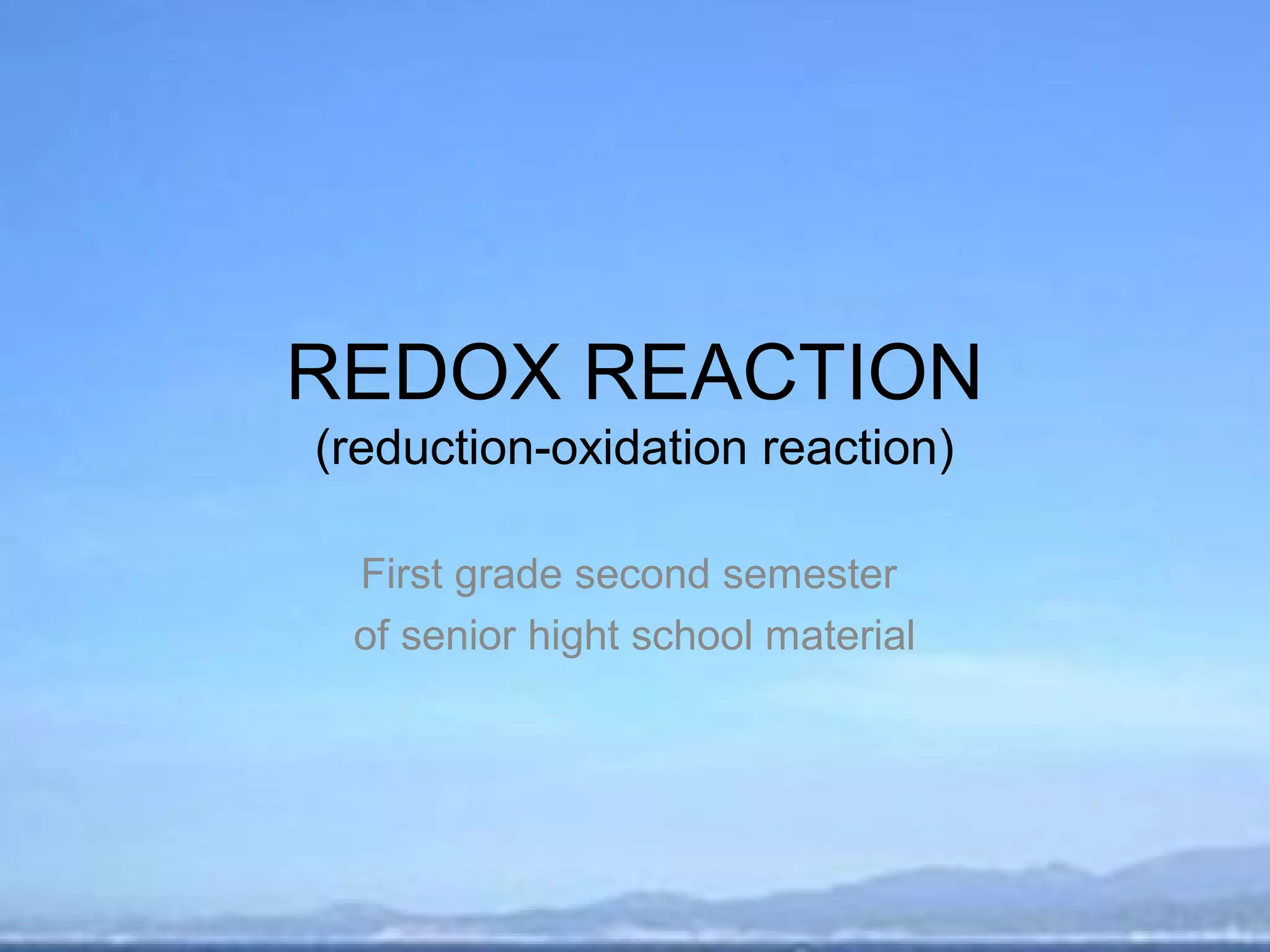 Redox reaction | PPT