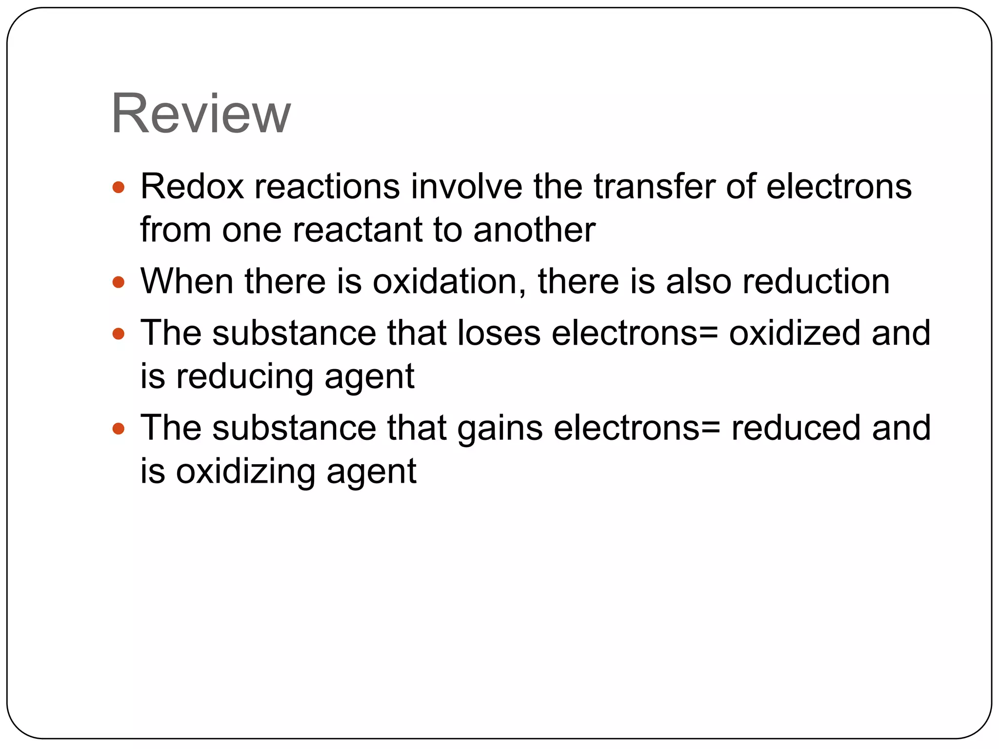 Redox reactions | PPTX | Chemistry | Science