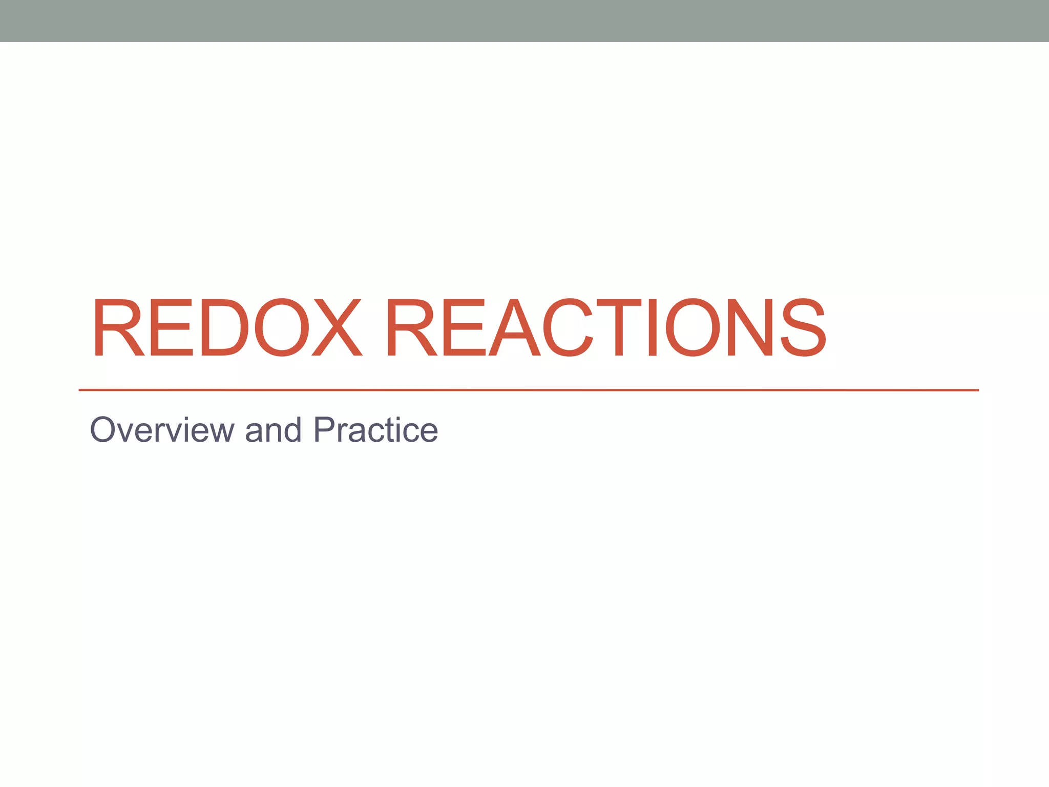 Redox reactions | PPT