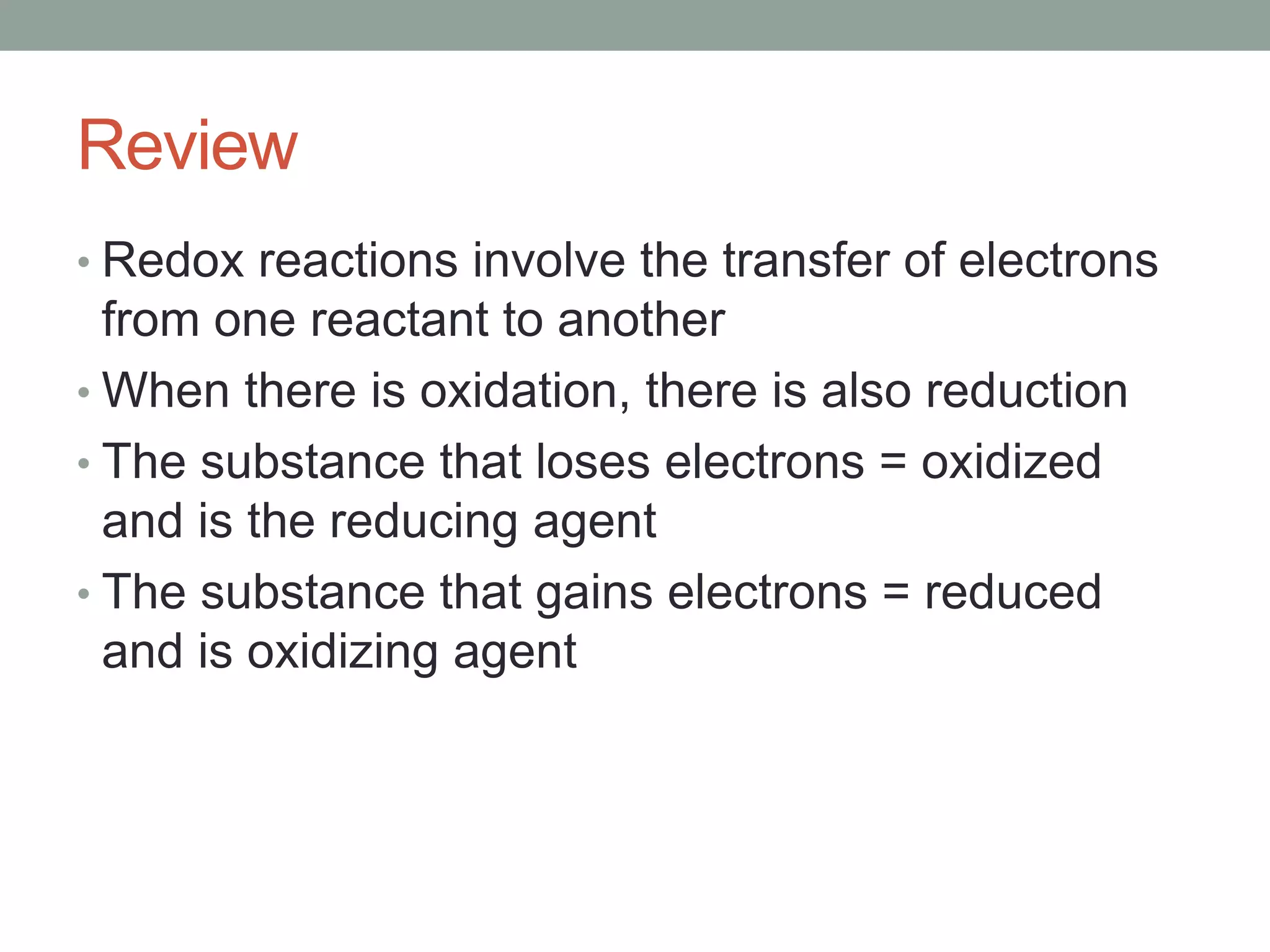 Redox reactions | PPT