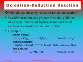 Redox Reactions. Chemical Reactions occurring in the body, Oxidation ...
