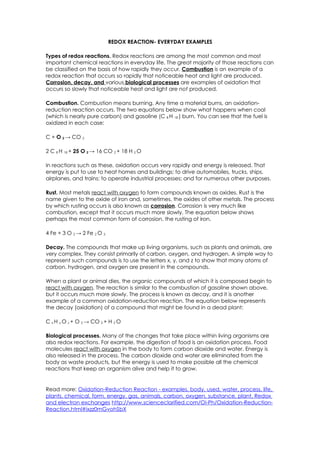 Redox Reaction Examples Everyday Life