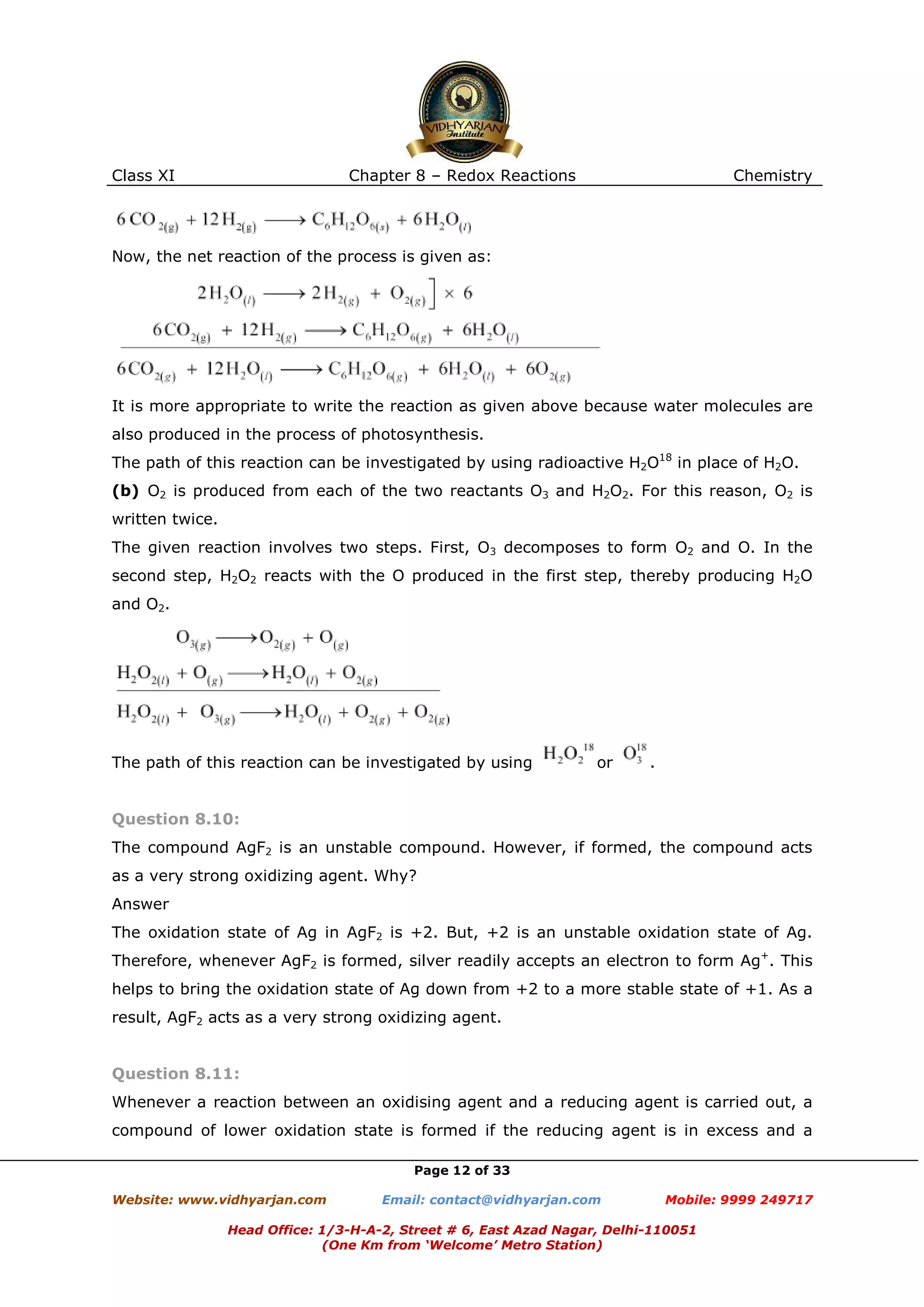 Redox reactions exercise -with solutions | PDF