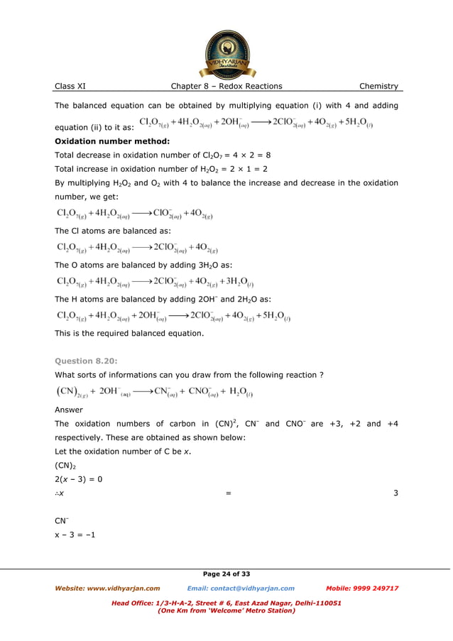 Redox reactions exercise -with solutions | PDF