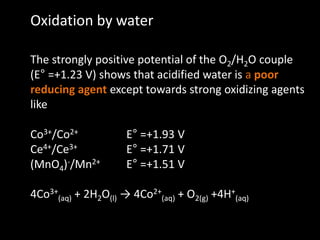 Redox stability of water | PPTX