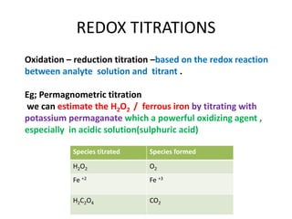 Redox titration | PPTX | Chemistry | Science