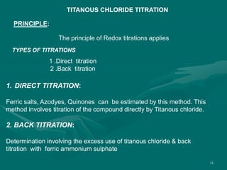 Redox titration for mpharm ist year | PPT