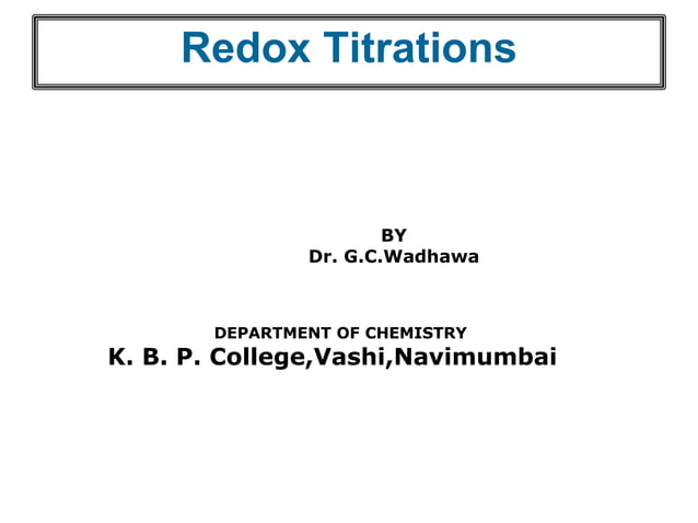 Redox titration | PPT