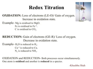 Redox Titration - Oxidation and Reduction | PPTX