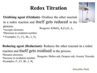 Redox Titration - Oxidation and Reduction | PPTX