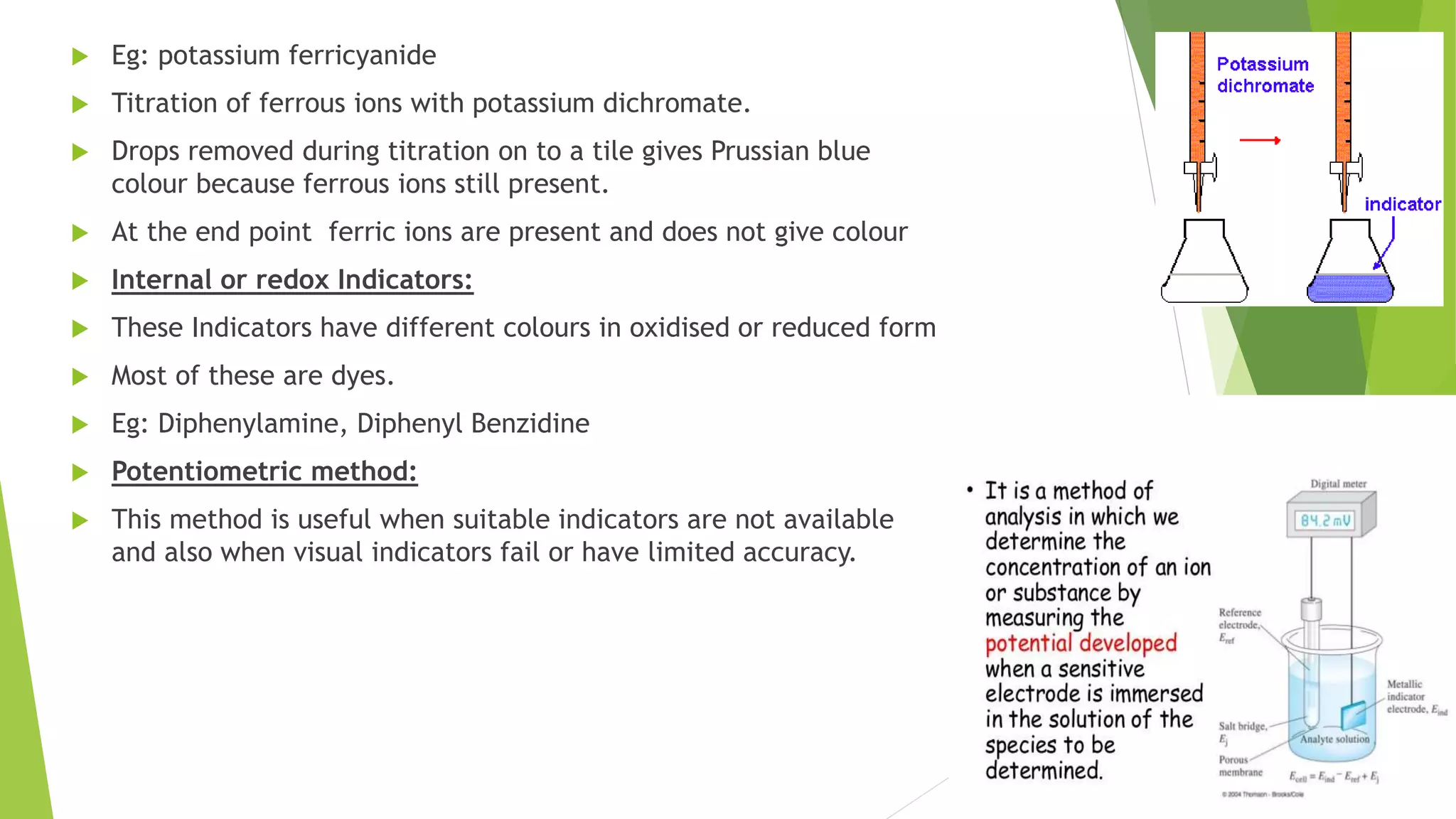 Redox titrations in pharmaceutical analysis | PPTX