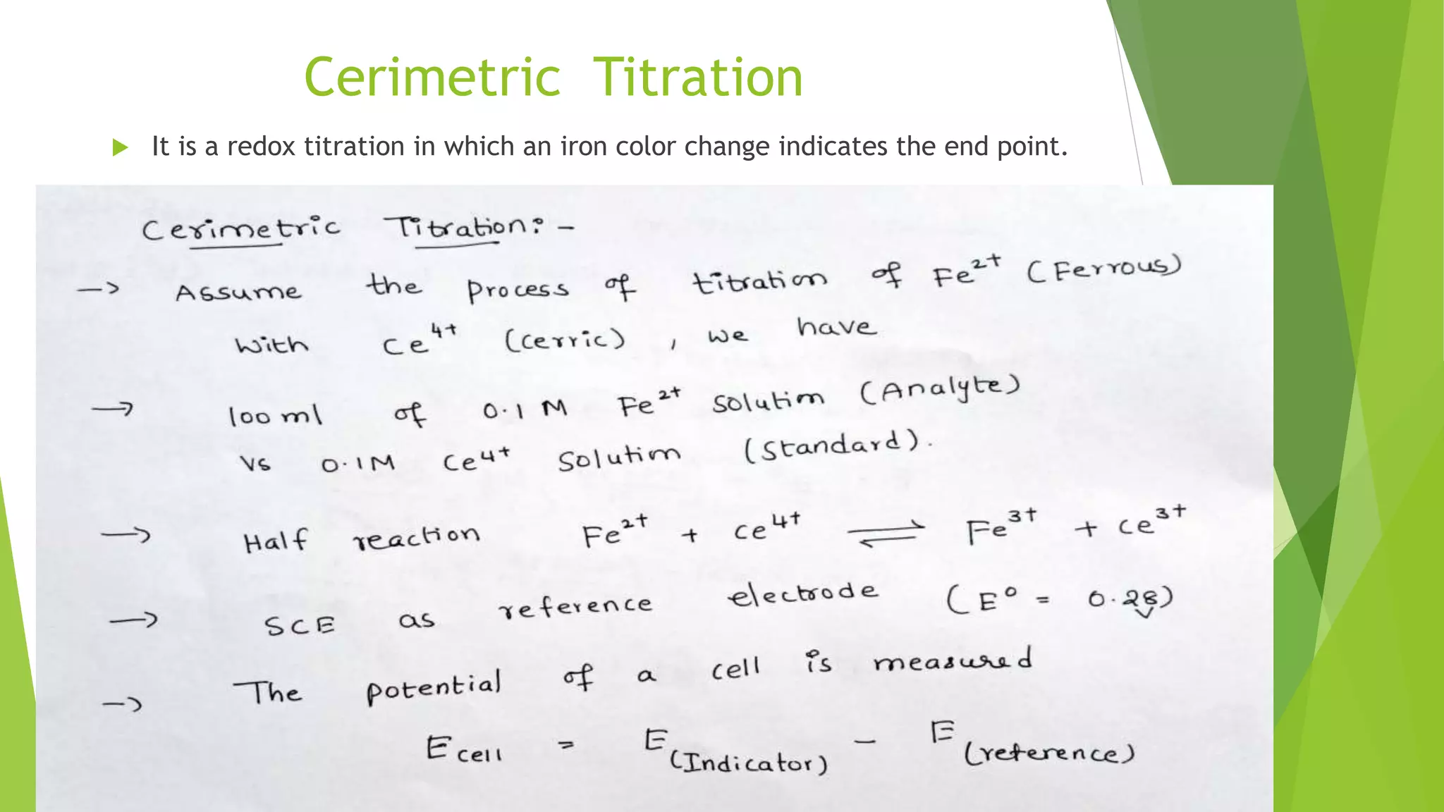 Redox titrations in pharmaceutical analysis | PPTX