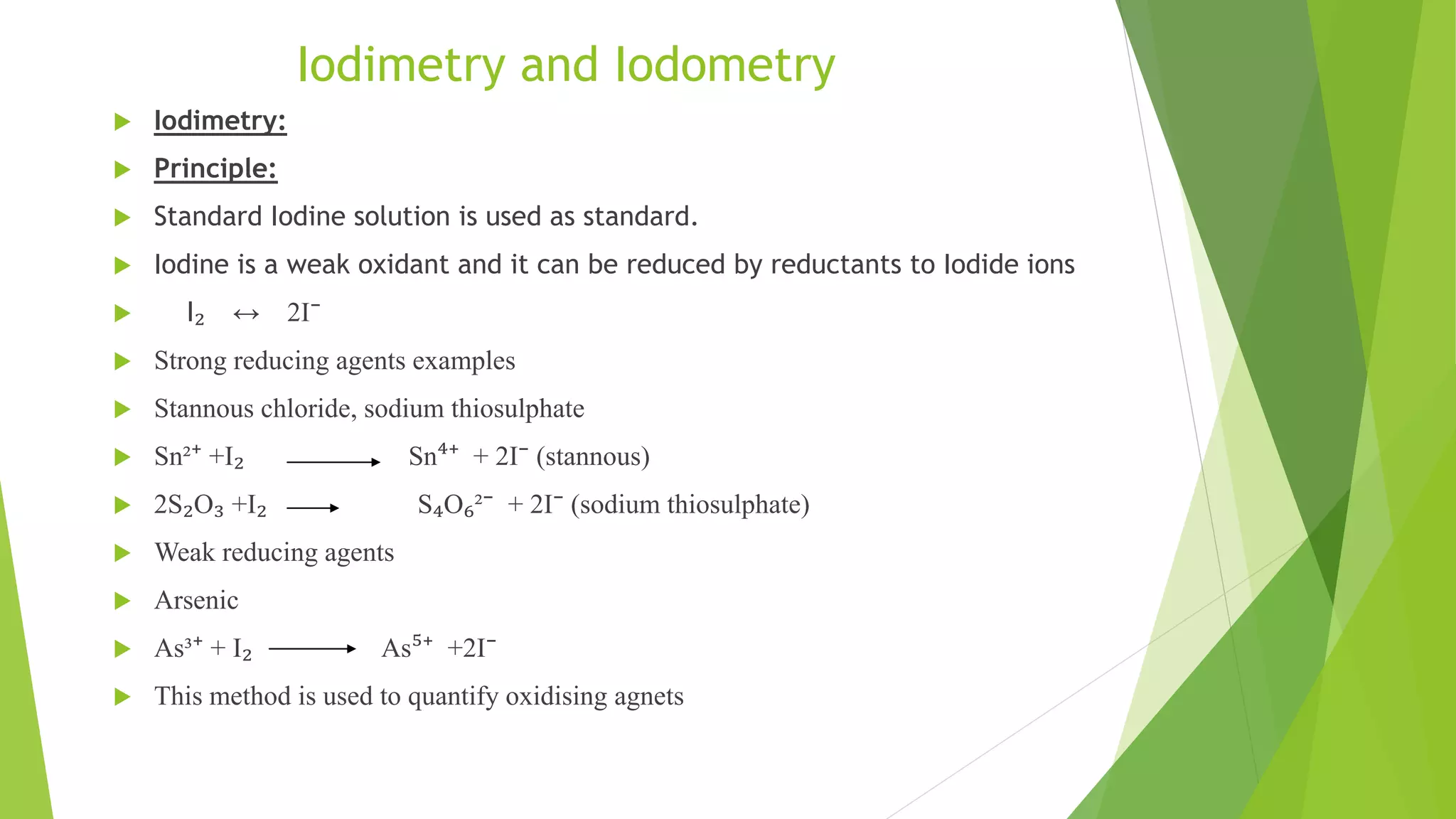 Redox titrations in pharmaceutical analysis | PPTX