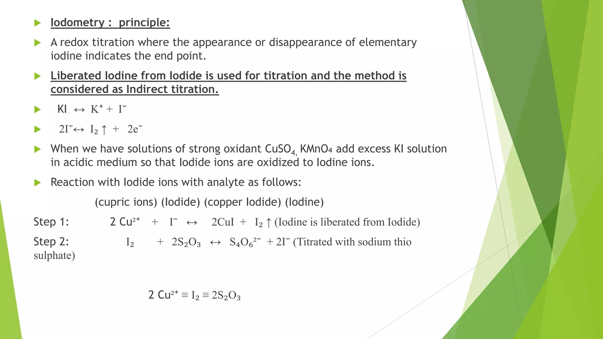 Redox titrations in pharmaceutical analysis | PPTX