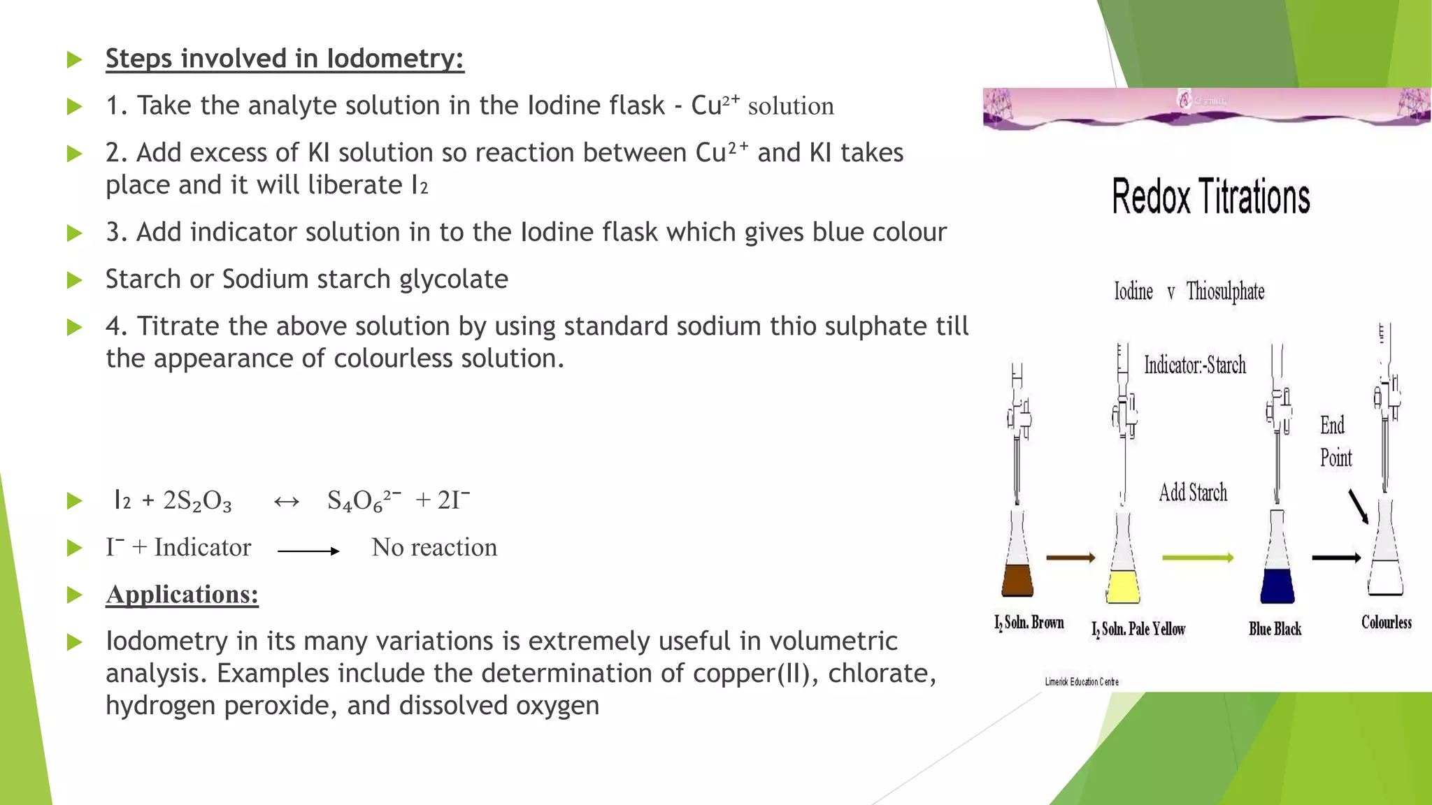 Redox titrations in pharmaceutical analysis | PPTX