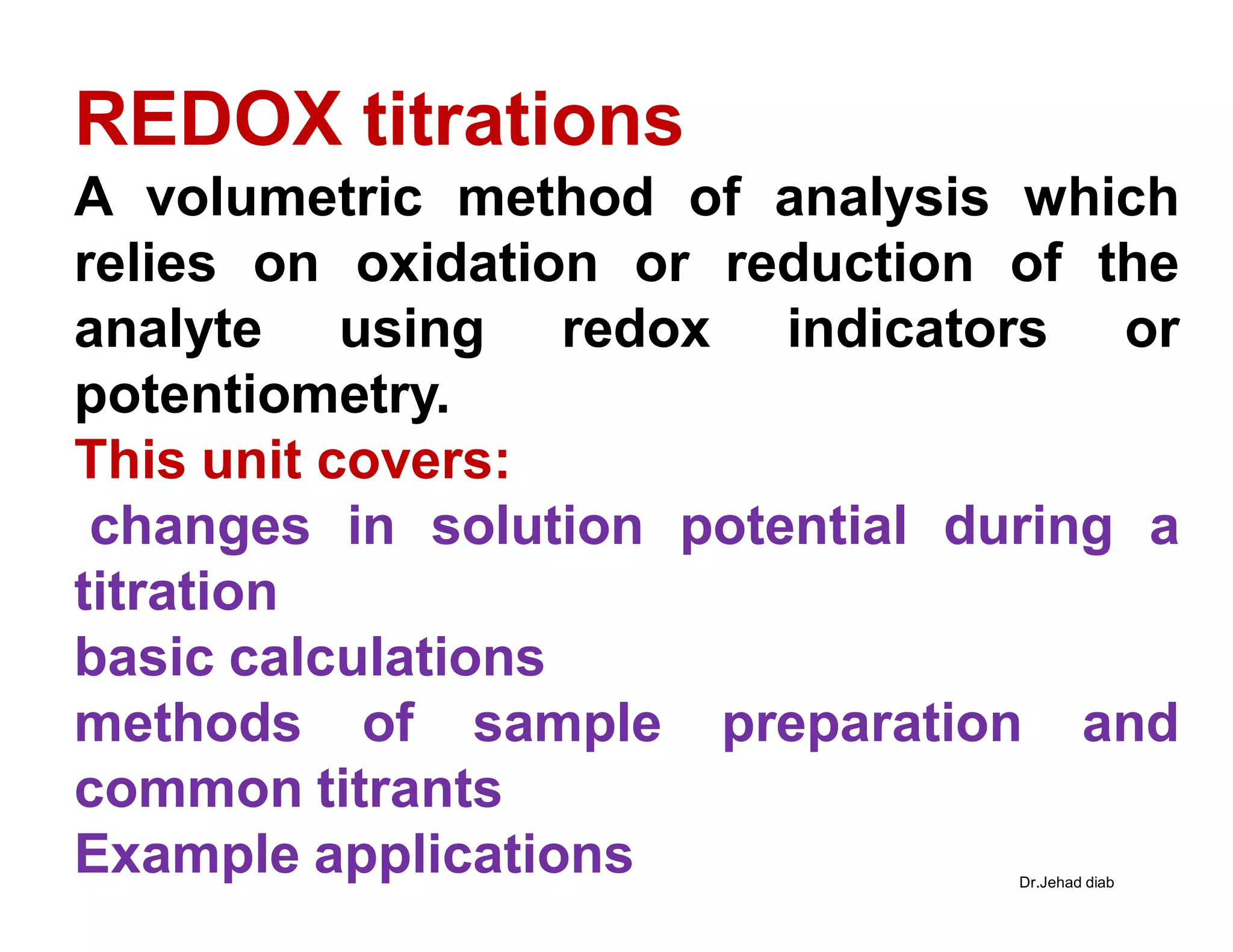 Redox titrations [compatibility mode] | PDF