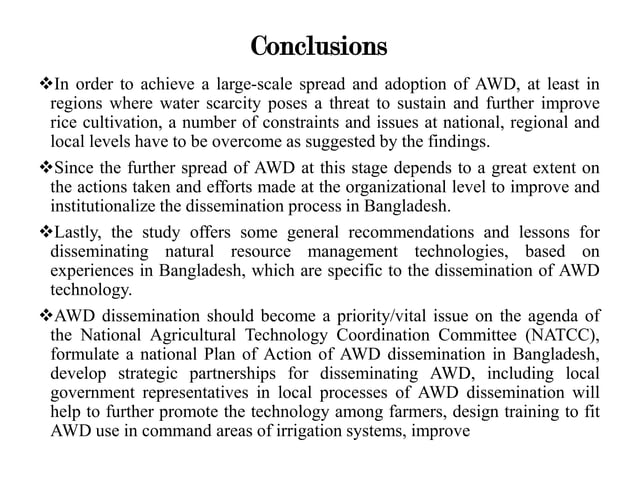 Effect of alternate wetting and drying (AWD) irrigation for Boro rice ...