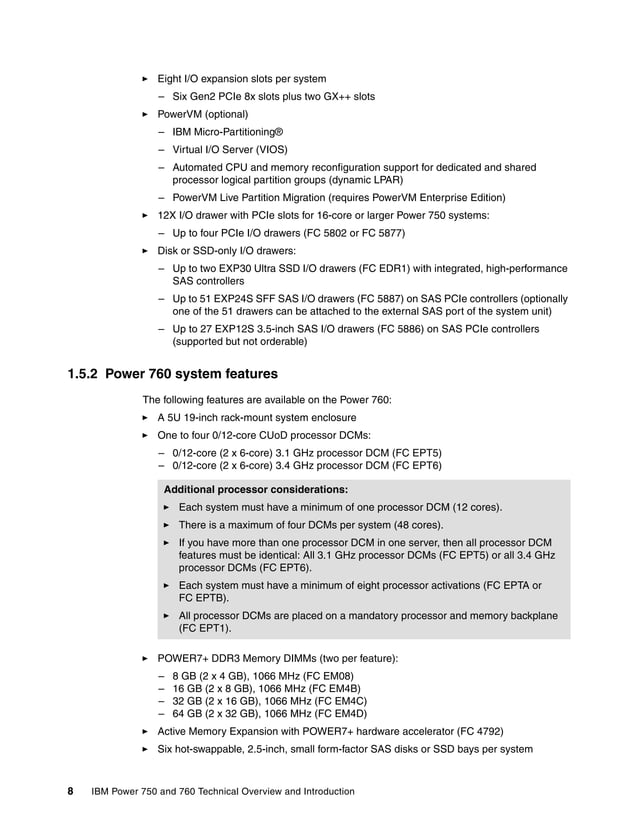 IBM Power 750 and 760 Technical Overview and Introduction | PDF