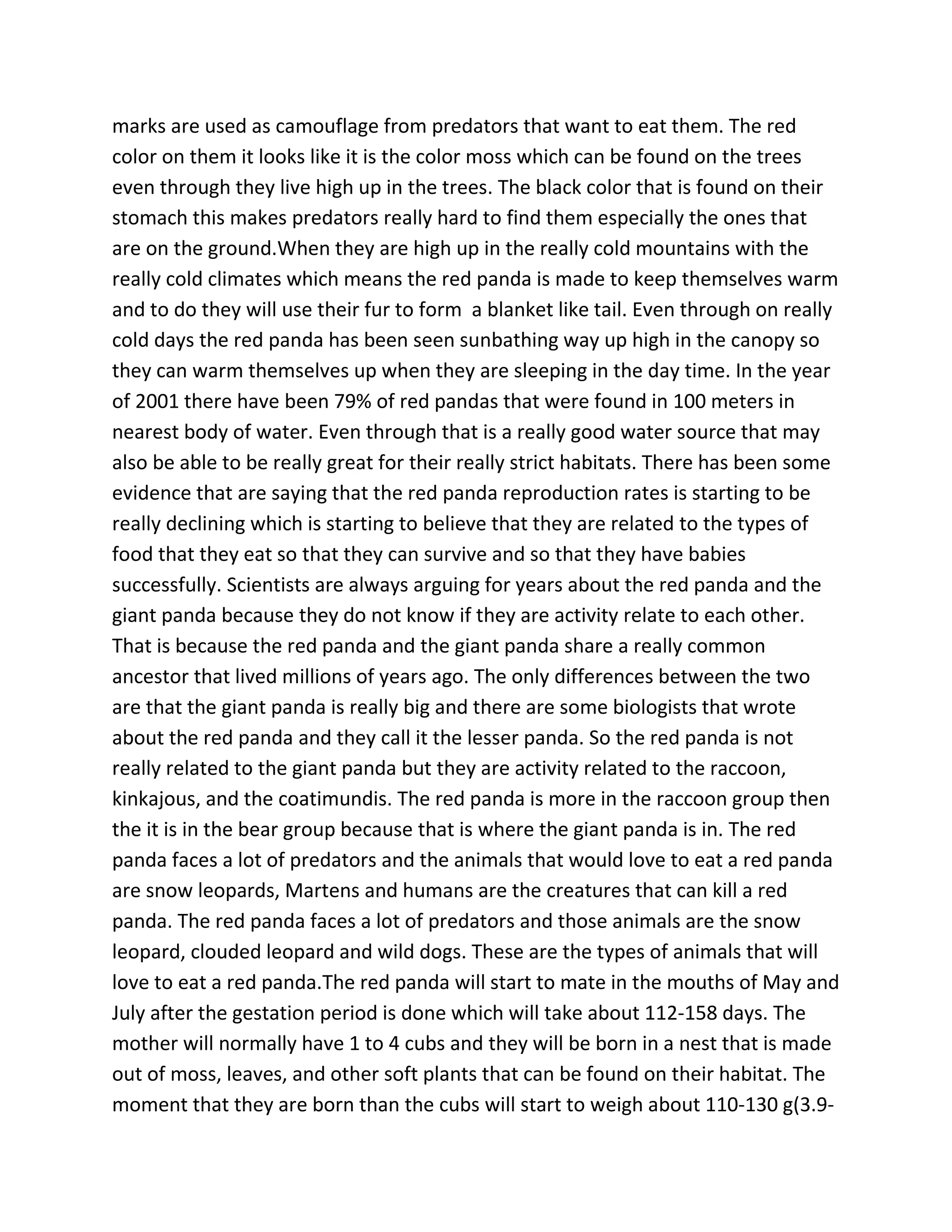 Red panda report for ariel hyers | DOCX