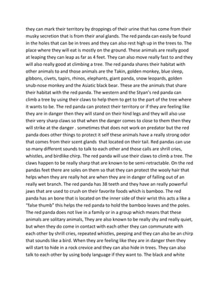 Red panda report for ariel hyers | DOCX | Zoos & Aquariums | Attractions