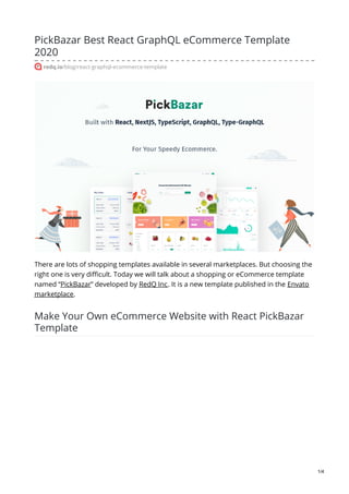 PickBazar Best React GraphQL ECommerce Template | PDF