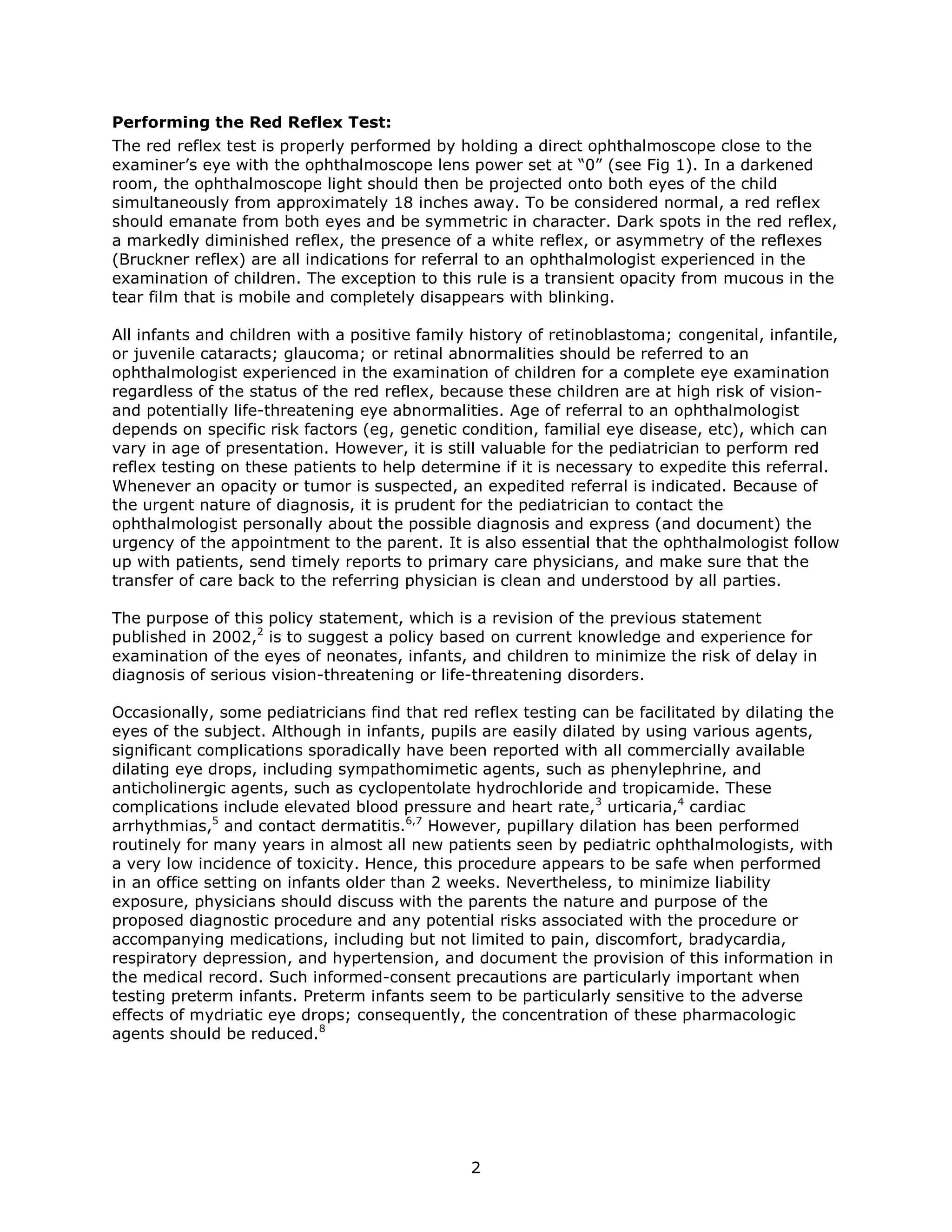 Testing for Red reflex in newborn, infant | PDF