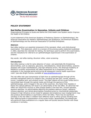 Testing for Red reflex in newborn, infant | PDF