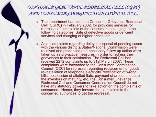 Redressal mechanism as per consumer protection act | PPTX | Business ...