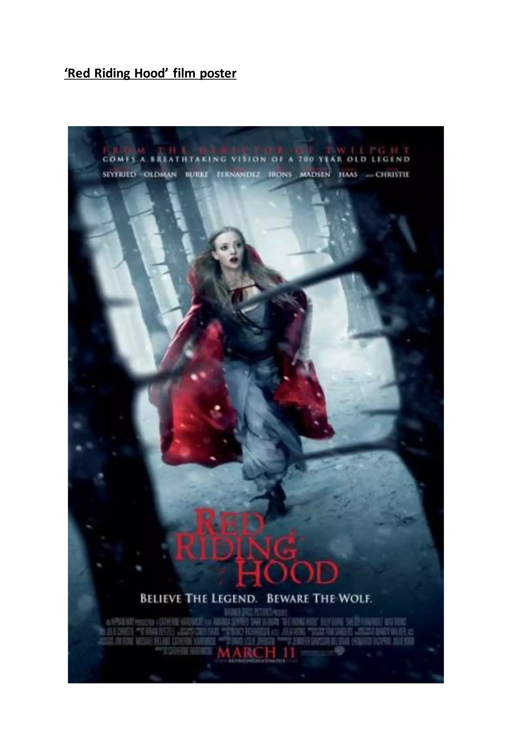 Red riding hood film poster analysis | DOCX