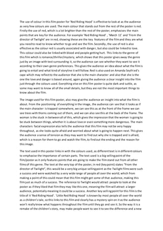 Red riding hood film poster analysis | DOCX