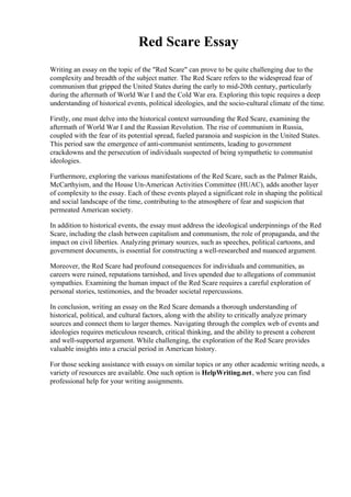 Red Scare Essay | PDF
