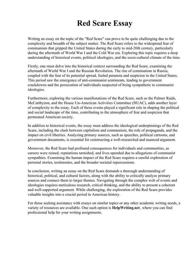 Red Scare Essay | PDF
