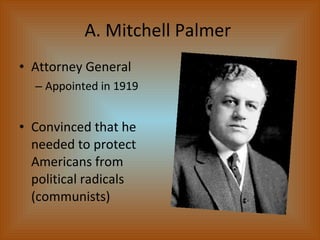 Red scare Palmer raids | PPT