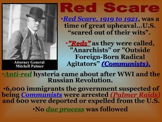 Red scare Palmer raids | PPT