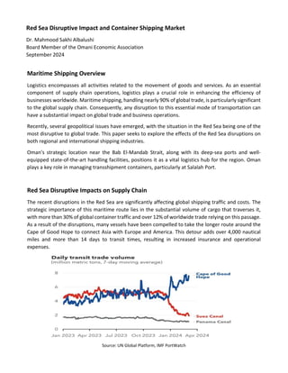 Red Sea Disruptive Impact and Container Shipping Market - Mahmood Sakhi ...