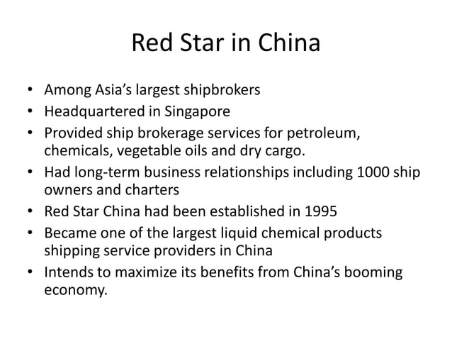 Red Star in China | PPTX | Logistics | Business